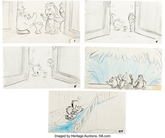 Beauty and the Beast Human Again Original Storyboard Drawings Group of ...