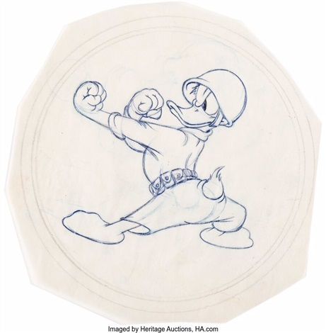Donald Duck Disney WWII Insignia Preliminary Drawing for Navy ARGUS ...