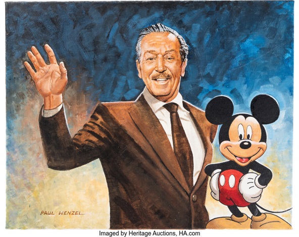 Walt Disney and Mickey Mouse Original Acrylic on Canvas Painting by ...