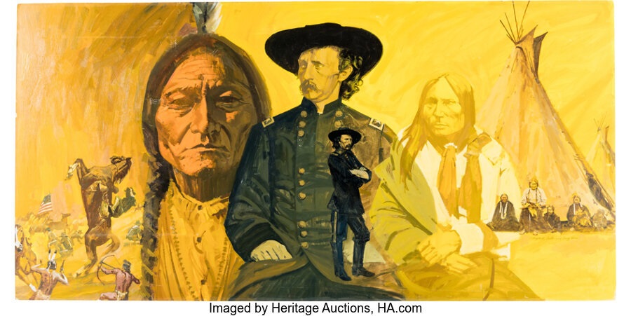 Sitting Bull, Custer, and Crazy Horse Original 48 x 24 Acrylic on ...