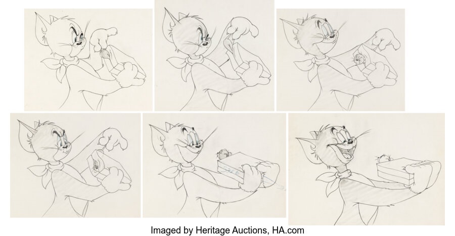 Tom and Jerry Flirty Birdy Tom and Jerry Animation Drawing Sequence of 6 MGM, 1945. by Metro ...