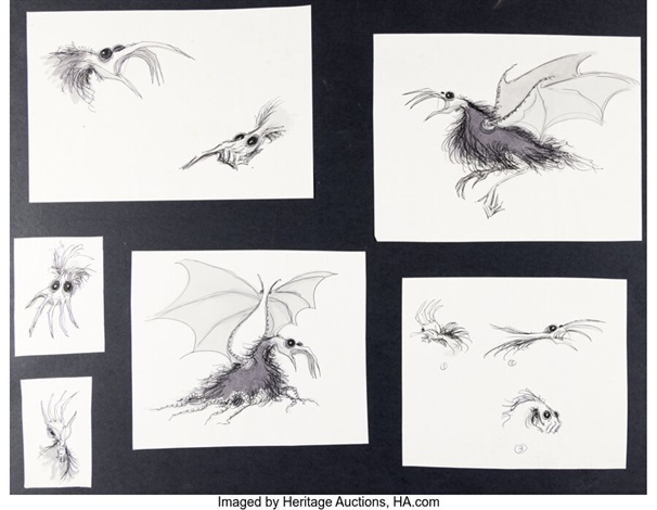 The Black Cauldron Gwythaint Dragons RARE 6 Original Character Study ...