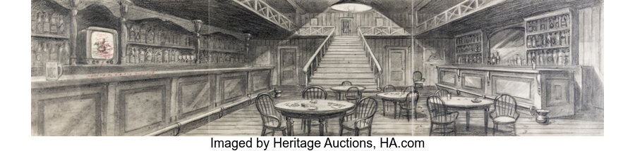 Drag-Along Droopy Bar Room Scene 36 x 9 Pan Layout Drawing Original Art ...