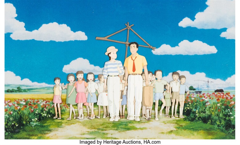 Only Yesterday Taeko, Toshio, and Classmates Final Scene Production Cel ...