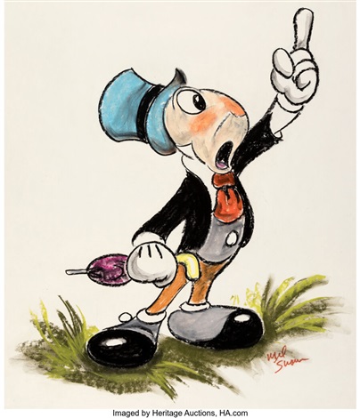 Pinocchio Jiminy Cricket Pastel Illustration Original Art by Mel Shaw ...