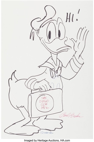 Carl Barks - Donald Duck Signed Oversized Illustration Original Art ...