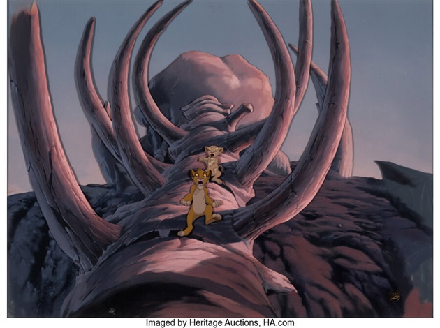 The Lion King Young Simba and Nala in the Elephant Graveyard ...