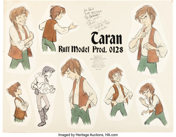 The Black Cauldron Taran Character Sheet Original Art with 8 Signatures ...