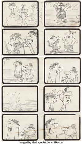 The Flintstones First Episode The Swimming Pool Storyboard Drawings ...