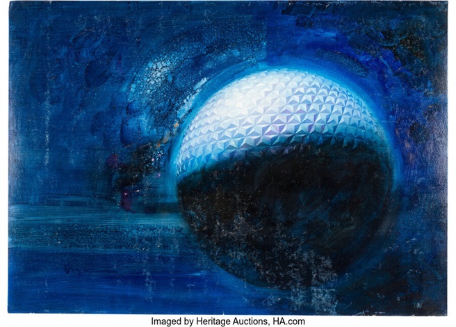 EPCOT Spaceship Earth Publicity Illustration by Ed French Walt Disney ...