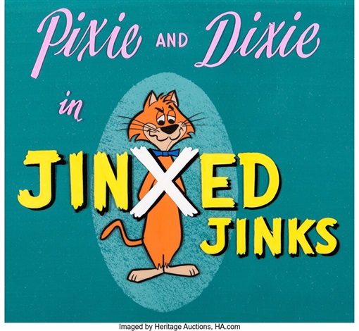 Pixie and Dixie Jinxed Jinks Title CardProduction Cel with Key Master Background and Exposure ...