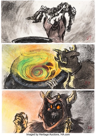 The Black Cauldron The Horned King Storyboard Group of 3 Walt Disney ...