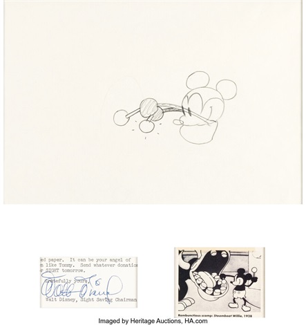 Ub Iwerks Steamboat Willie Mickey Mouse Animation Drawing with Walt ...
