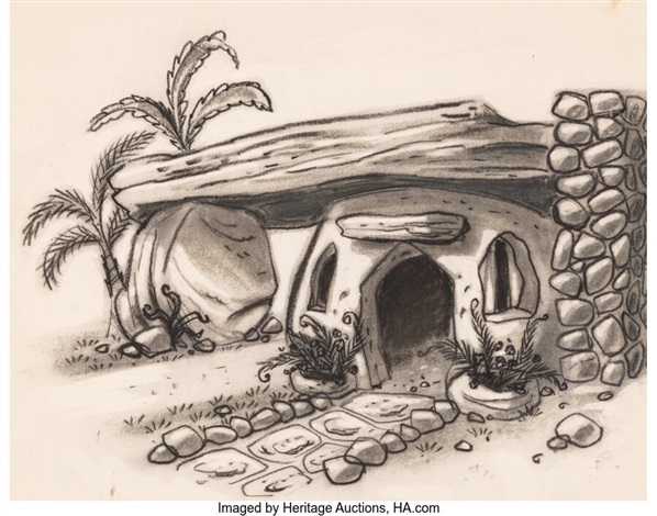 The Flintstones Rubble Home Concept Art by Ed Benedict Hanna-Barbera, c ...