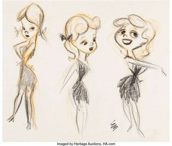 The Flintstones Early Wilma Flintstone Character Design Drawing by Ed ...
