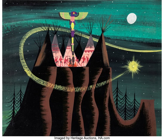 Mary Blair - Peter Pan Indian Dance Concept Painting Original Art Walt ...