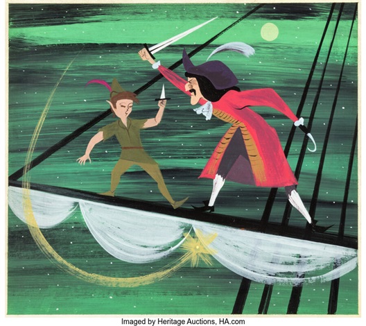Mary Blair - Peter Pan Swordfight Between Peter and Captain Hook ...
