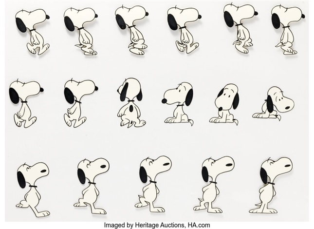 Peanuts Snoopy Animation Color Model Cel with 17 Images Bill Melendez ...