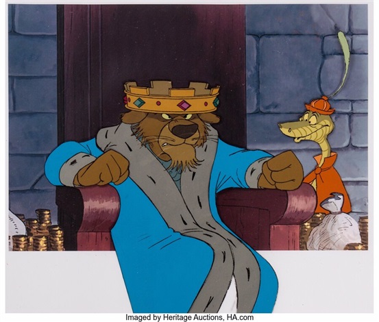 Robin Hood Prince John and Sir Hiss Production Cel Setup Walt Disney ...