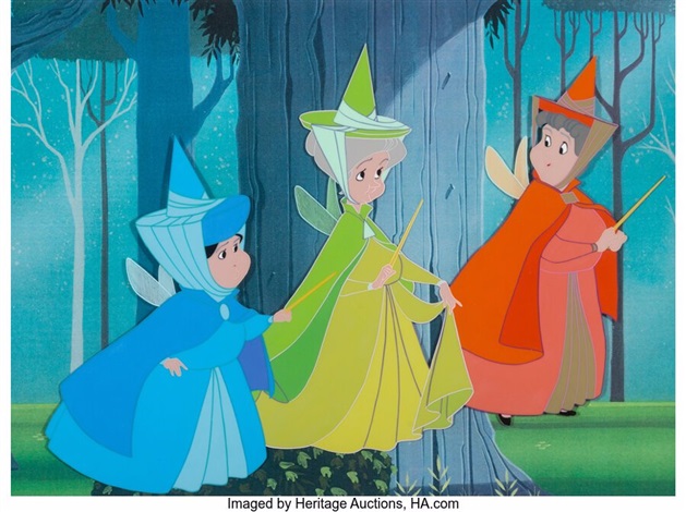 Sleeping Beauty Flora, Fauna, and Merryweather Color Model Cel Walt ...