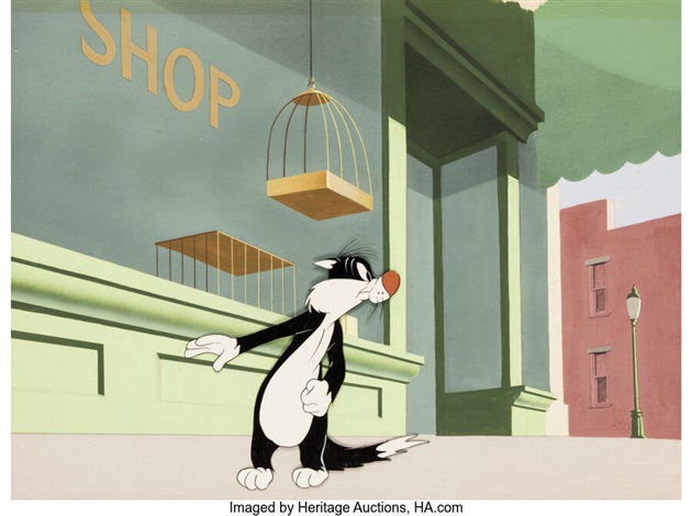 Aint She Tweet Sylvester Production Cel and Master Background by Irv ...