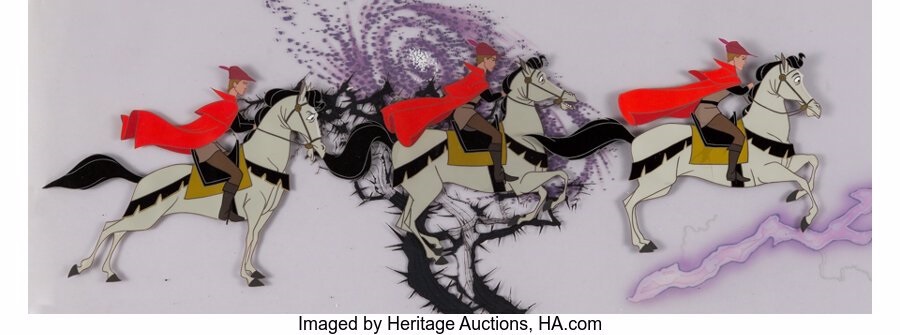 Sleeping Beauty Prince Phillip Production Cels with FX Cels Group of 8 ...