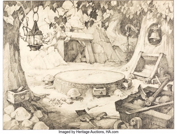 Snow White and the Seven Dwarfs Bed-Building Sequence Background Layout ...