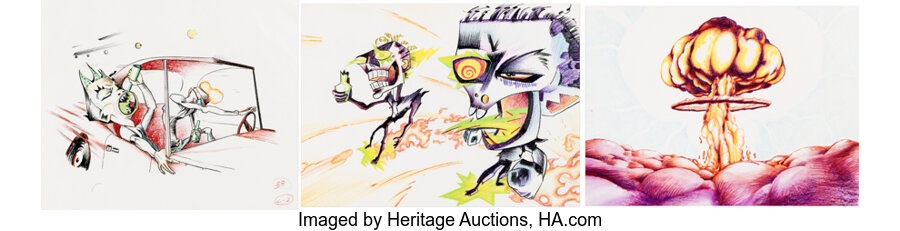 Wes Archer Jac Mac and Rad Boy Go Production Drawings Group of 3 Archer ...