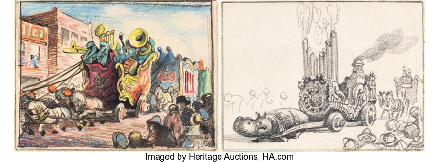 Dumbo Circus Parade Pair of Original Storyboards Attributed to Bill ...