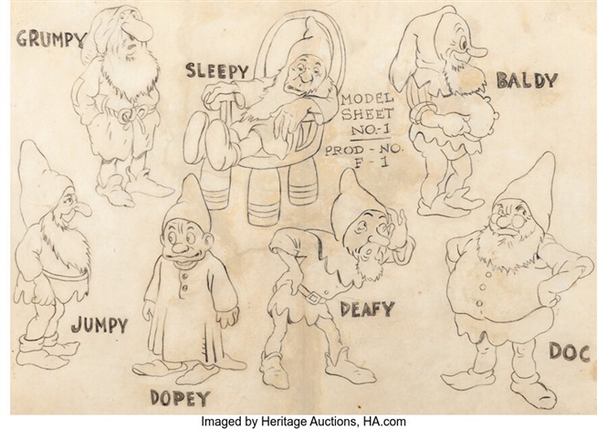 Snow White and the Seven Dwarfs Jumpy, Deafy, Baldy, Doc, Grumpy ...