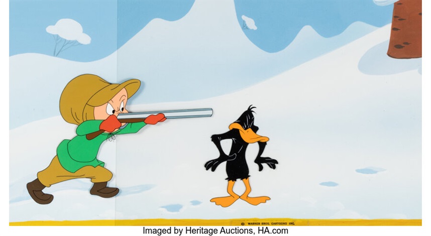 Duck Rabbit Duck Elmer Fudd And Daffy Duck Production Cel Setup With