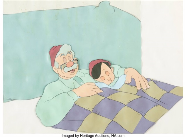 Pinocchio Geppetto and Pinocchio Production Cel Walt Disney, 1940 by ...