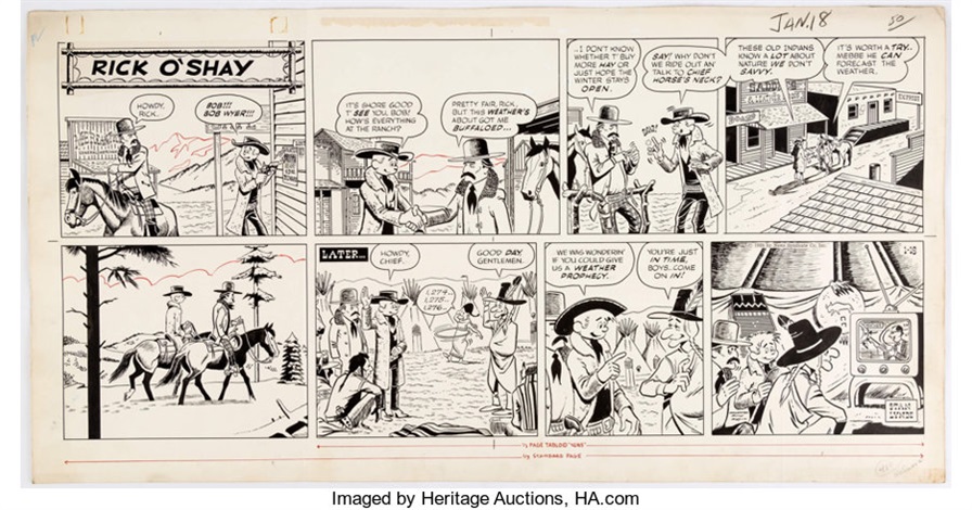 Stan Lynde Rick OShay Sunday Comic Strip Original Art dated 1-18-59 ...