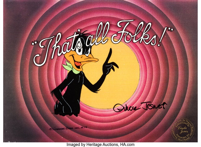 Daffy Ducks Thanks-for-Giving Special Thats All Folks Daffy Duck Original Production Cel Signed ...