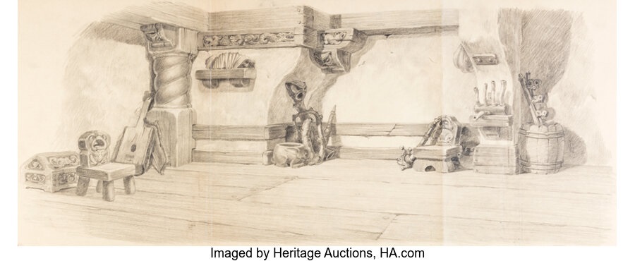 Pinocchio RARE Preliminary 29 Background Layout for Geppettos Workshop ...