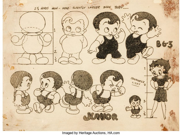 Grampys Indoor Outing Betty Boop and Junior Model Sheet Fleischer ...