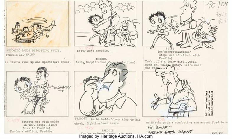 The Romance of Betty Boop Storyboard Art Bill Melendez Studios, 1985 by ...