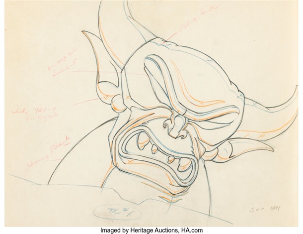Fantasia Night on Bald Mountain Chernabog Close-Up Animation Drawing ...