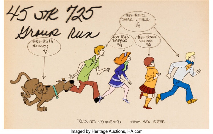 Scooby-Doo, Where Are You RARE Early Stock Color Model Cel of All Five ...