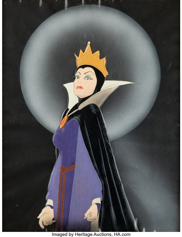 Snow White and the Seven Dwarfs Evil Queen Production Cel Courvoisier Setup Walt Disney, 1937 by ...
