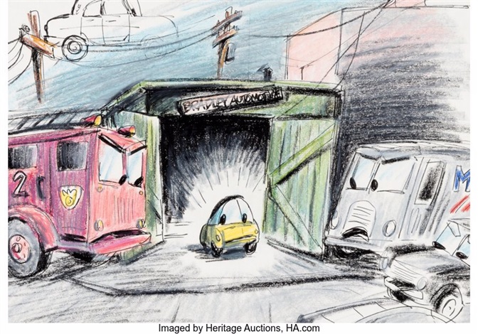 Cars StoryboardConcept Original Art by Jorgen Klubien Walt DisneyPixar ...