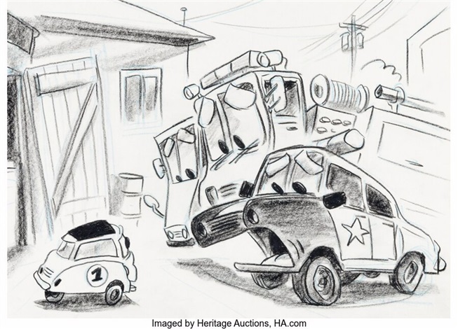 Cars StoryboardConcept Original Art by Jorgen Klubien Walt DisneyPixar ...