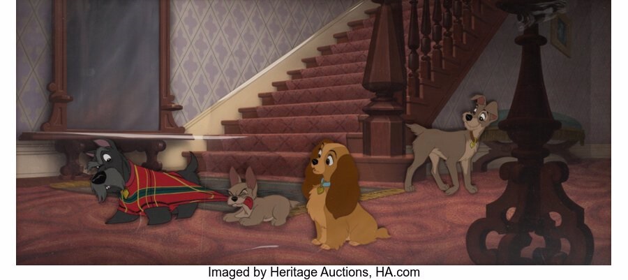 Lady and the Tramp Lady, Tramp, Scamp, and Jock Production Cel Setup ...