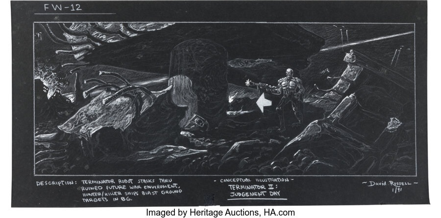 Terminator 2 Judgment Day Opening Scene Concept Illustration Signed by ...
