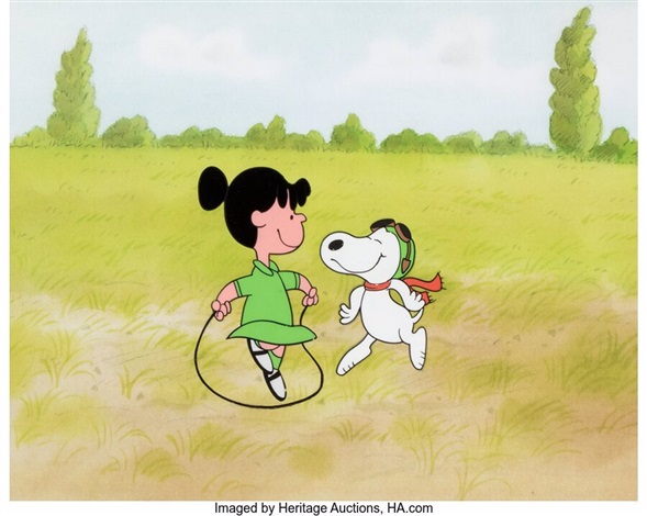 Peanuts Youre in Love, Charlie Brown Violet and Snoopy Production Cel ...