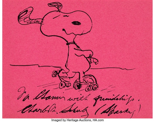 Charles Schulz Peanuts Snoopy Signed and Inscribed Sketch Original Art ... Charles Schulz Peanuts Snoopy Signed and Inscribed Sketch Original Art ...
