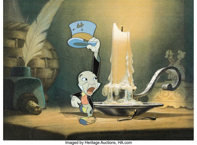 Pinocchio Jiminy Cricket Production Cel Walt Disney, 1940 by Walt ...