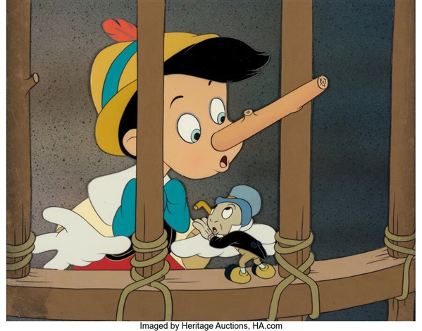 Pinocchio In the Birdcage with Jiminy Cricket Publicity Cel Walt Disney ...