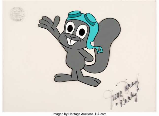 Rocket J. Squirrel Rocky ASIFA-Hollywood Fund-Raising Scene Cel Signed ...