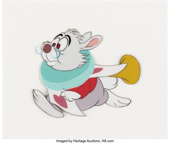 Alice in Wonderland White Rabbit Production Cel Walt Disney, 1951 by ...